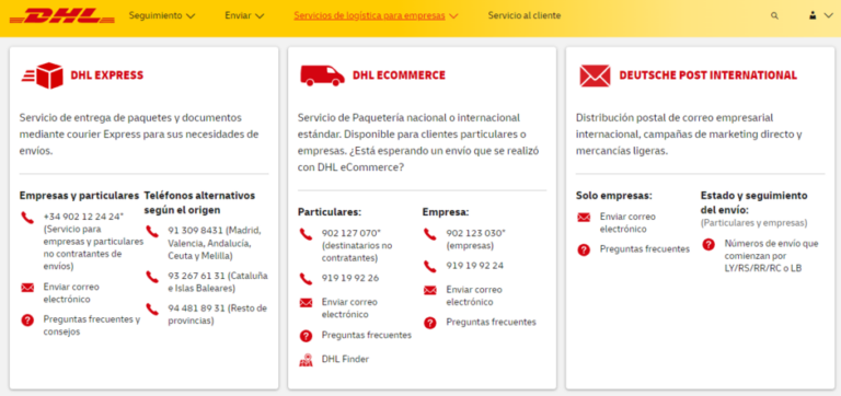 DHL Teléfono《 Gratis 》Y 5 opciones de atención al cliente