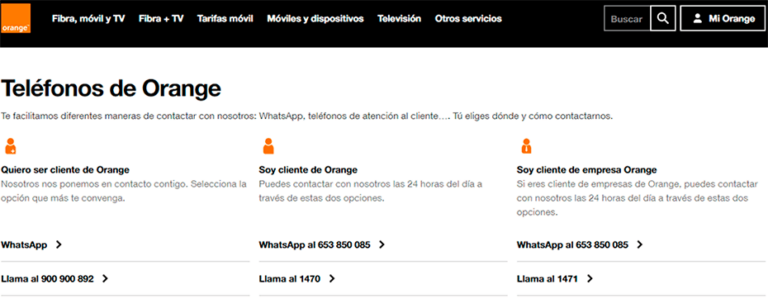 Teléfono ORANGE Gratis y 24h 《 Atención al Cliente